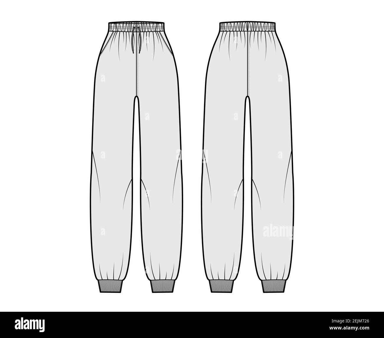Sweatpants technical fashion illustration with elastic cuffs, normal ...