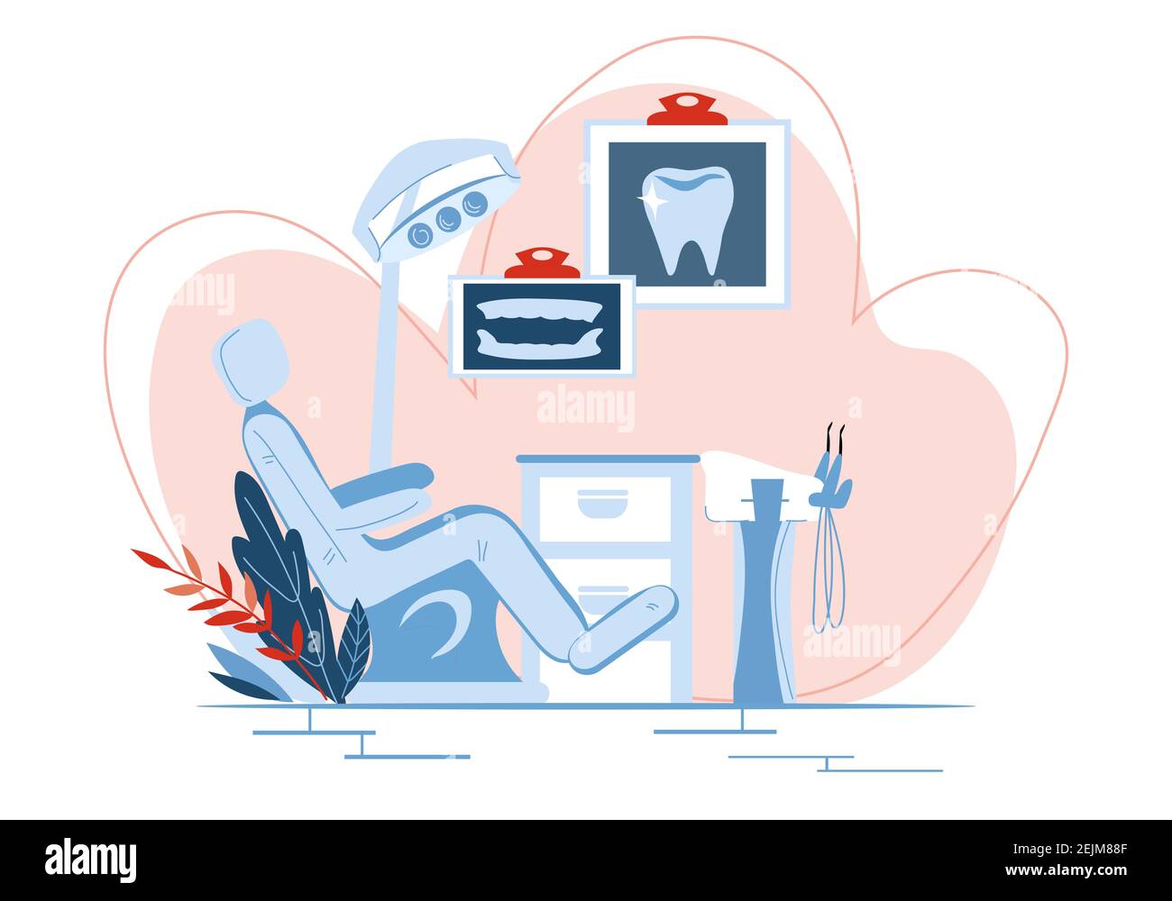 Dental office chair and medical equipment, cartoon vector illustration ...