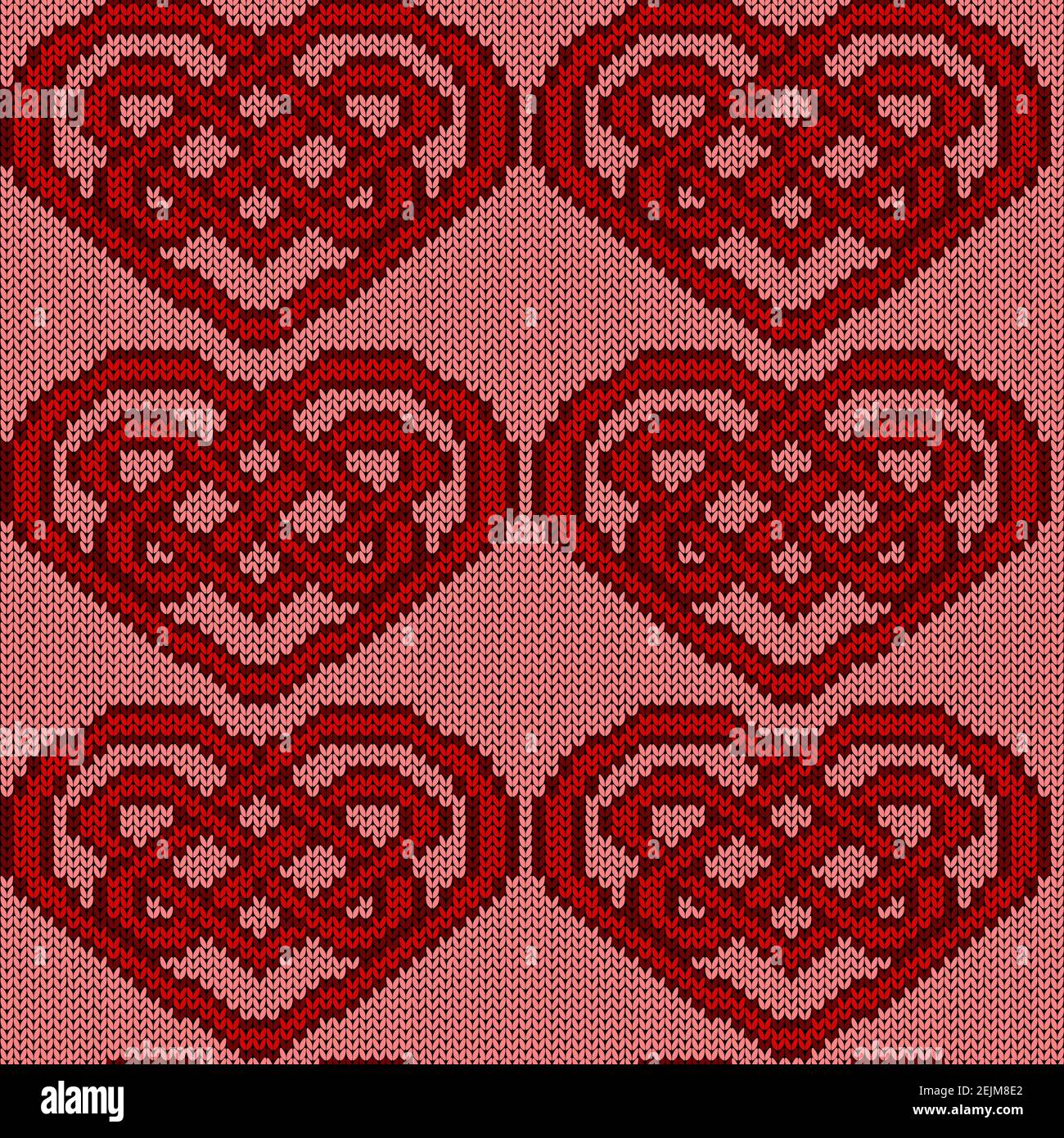 Muted ornate seamless knitted vector pattern as a fabric texture in red ...