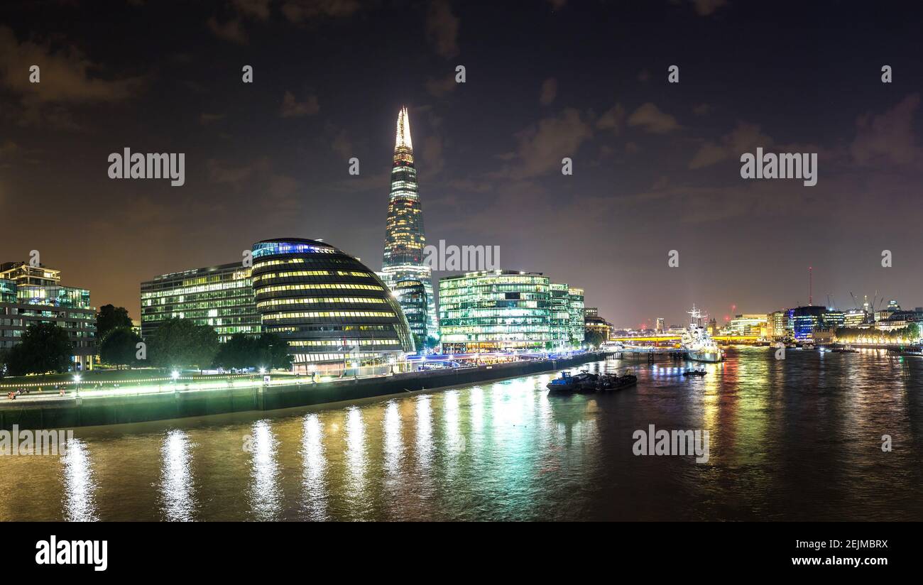 Night landscape view of The Shard in London, England, United Kingdom ...