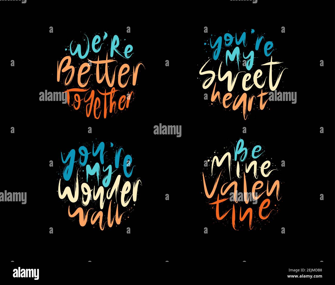 Set lettering Text on black background in vector illustration Stock ...