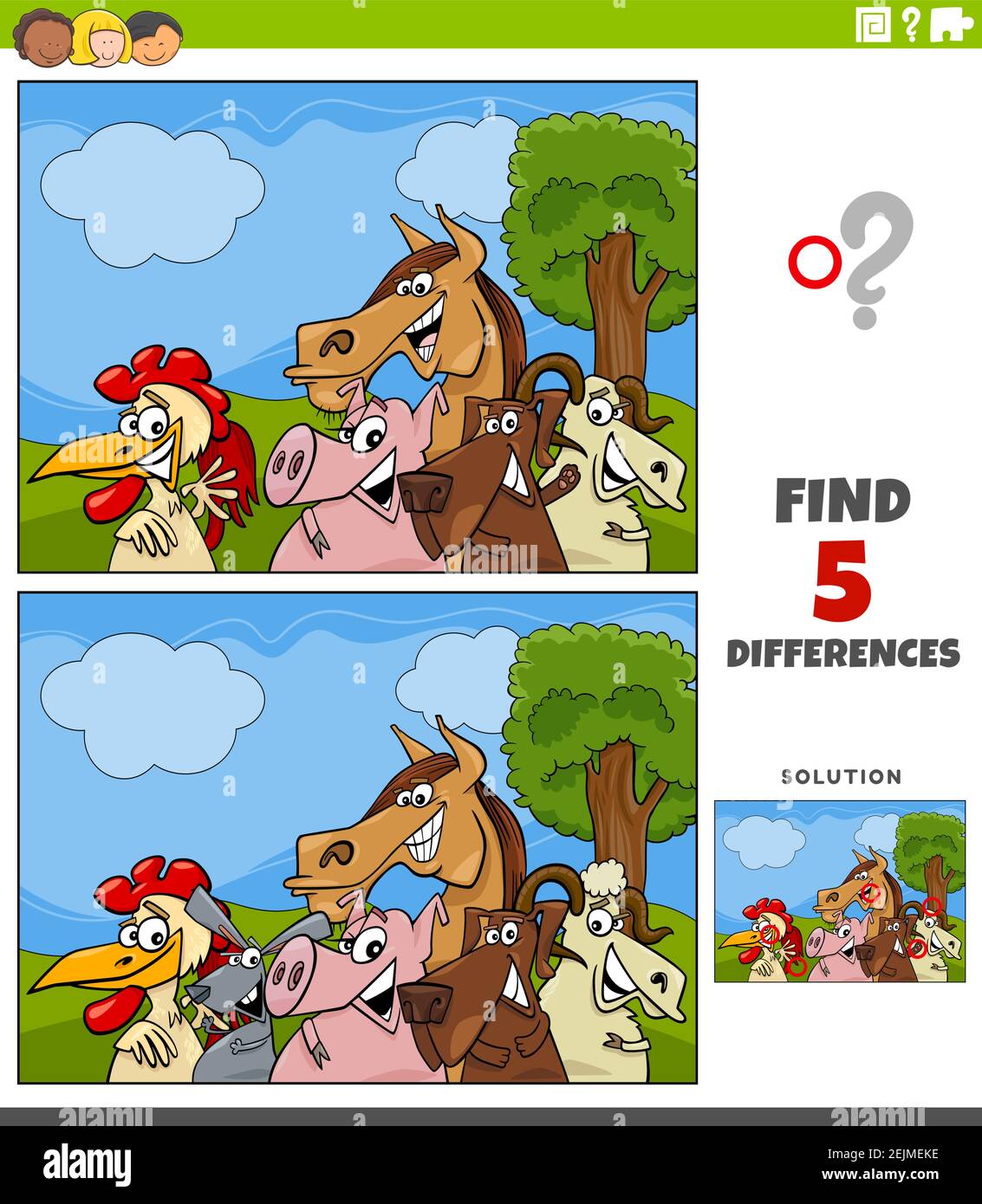 Cartoon illustration of finding the differences between pictures ...