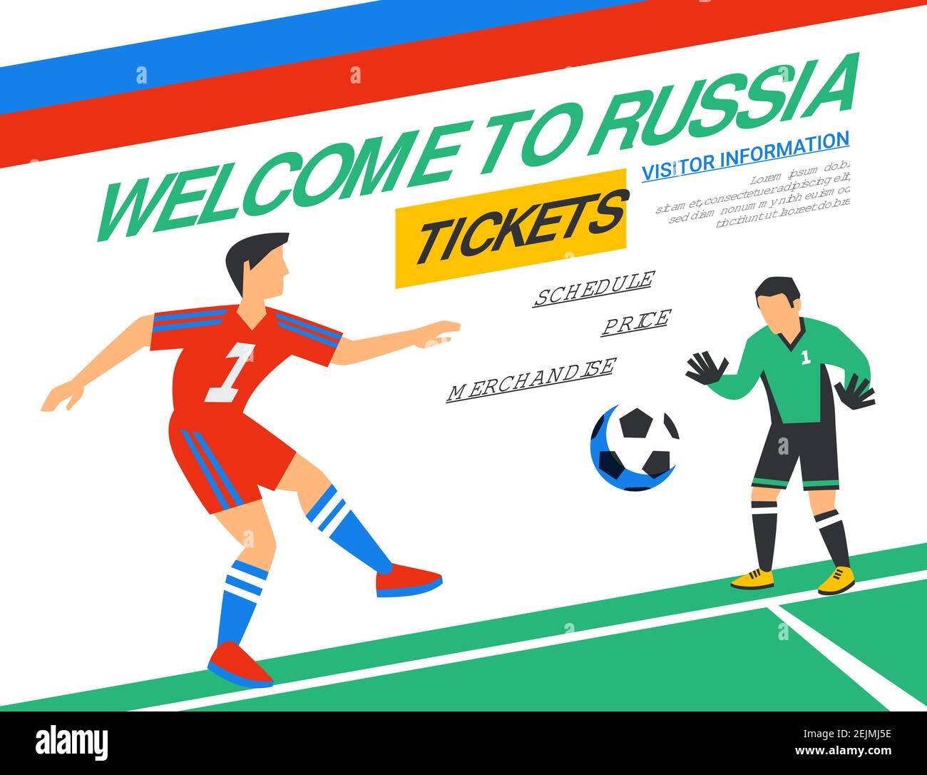 Soccer player with football ball. Welcome to Russia web banner template ...
