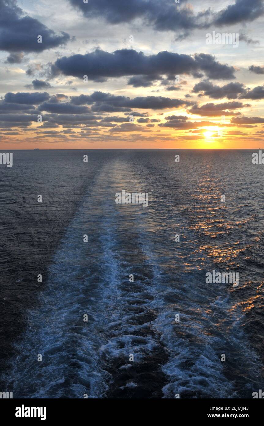 Sunset over the Atlantic ocean seen from a cruise ship - May 3rd 2020 ...
