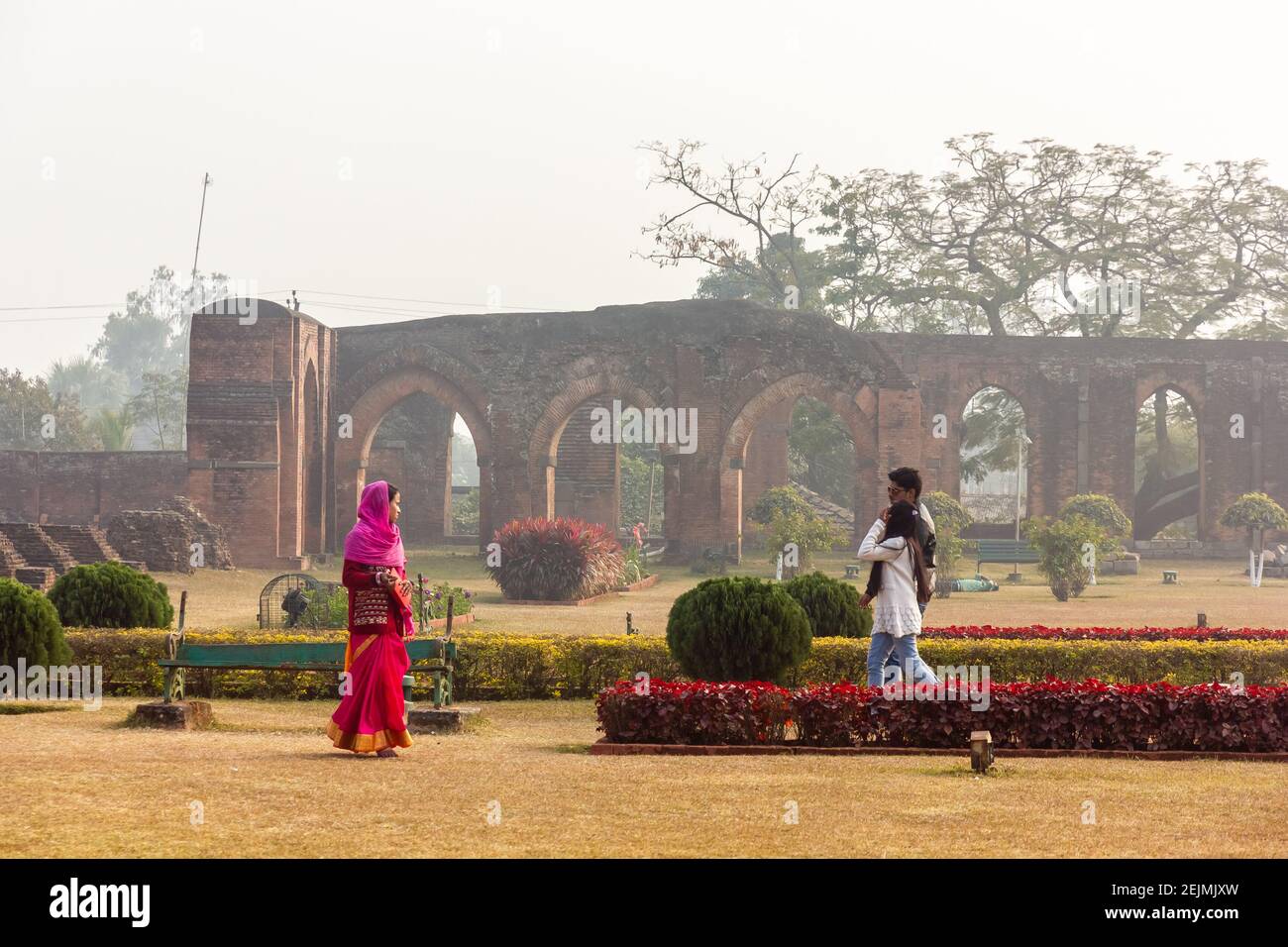 Malda, West Bengal, India - January 2018: Tourists walking in the ...
