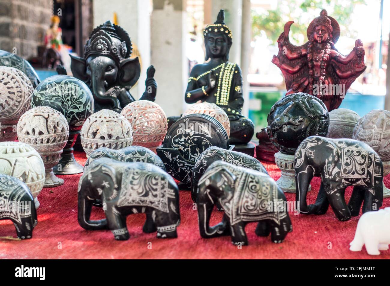 Stone crafted art pieces for sale at Mahabalipuram, Tamil Nadu, India ...