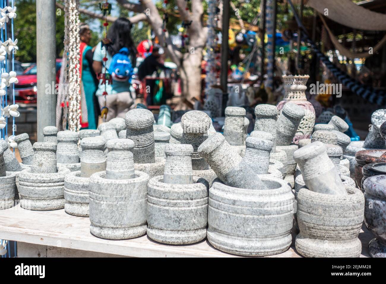 Stone crafted art pieces for sale at Mahabalipuram, Tamil Nadu, India ...