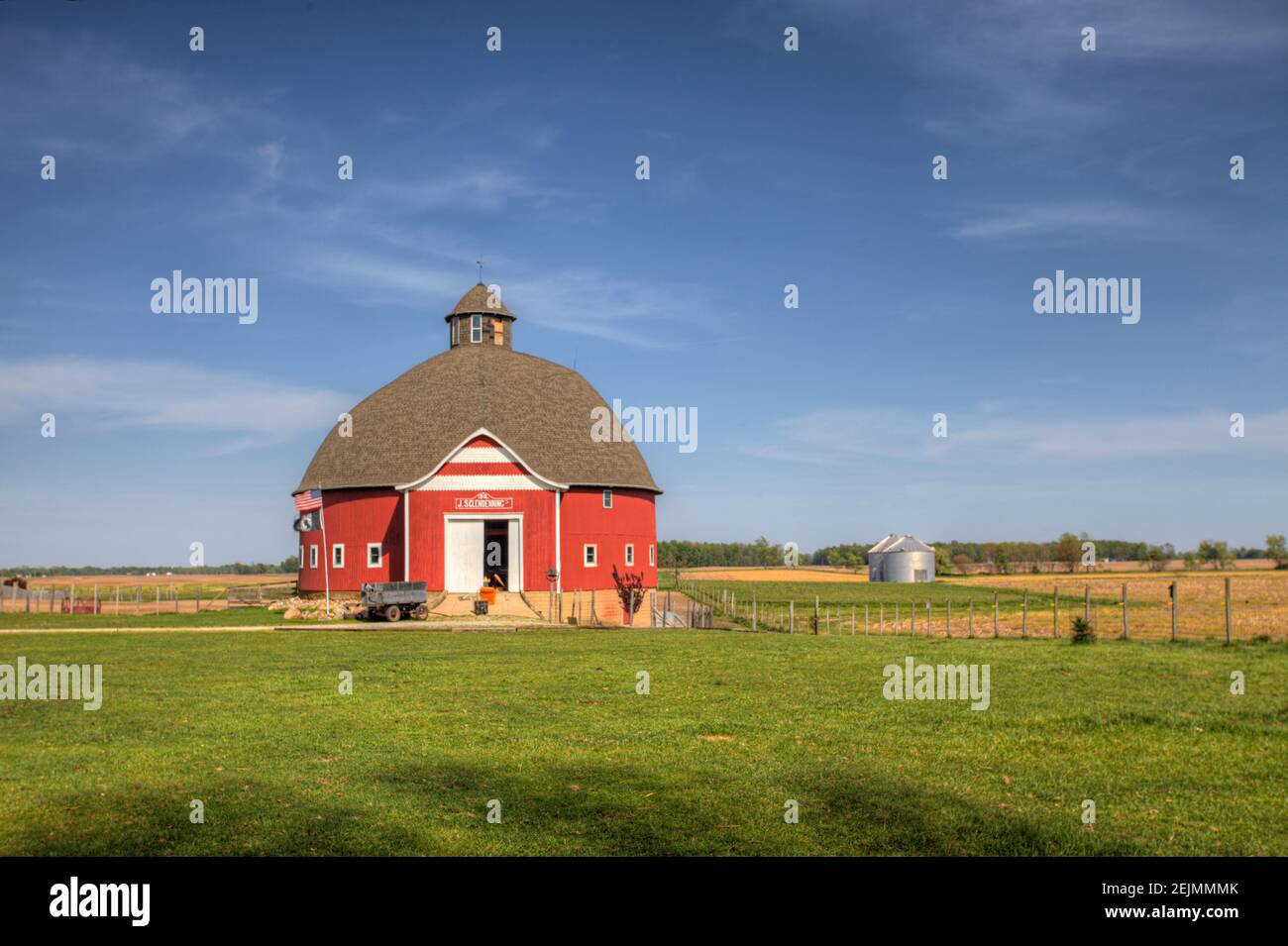 A View of Round Barn in Indiana, United States. Round barn is a ...