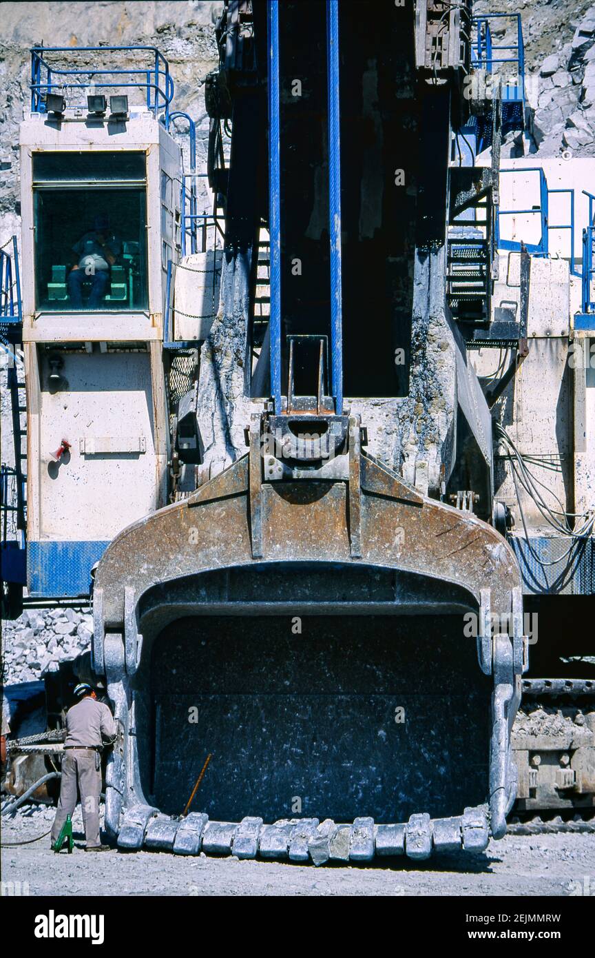 Giant excavators at an open pit copper mine south of Tucson, AZ Stock ...