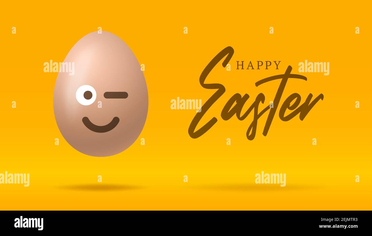 Happy Easter poster, easter eggs with cute smiling emoji faces, vector ...