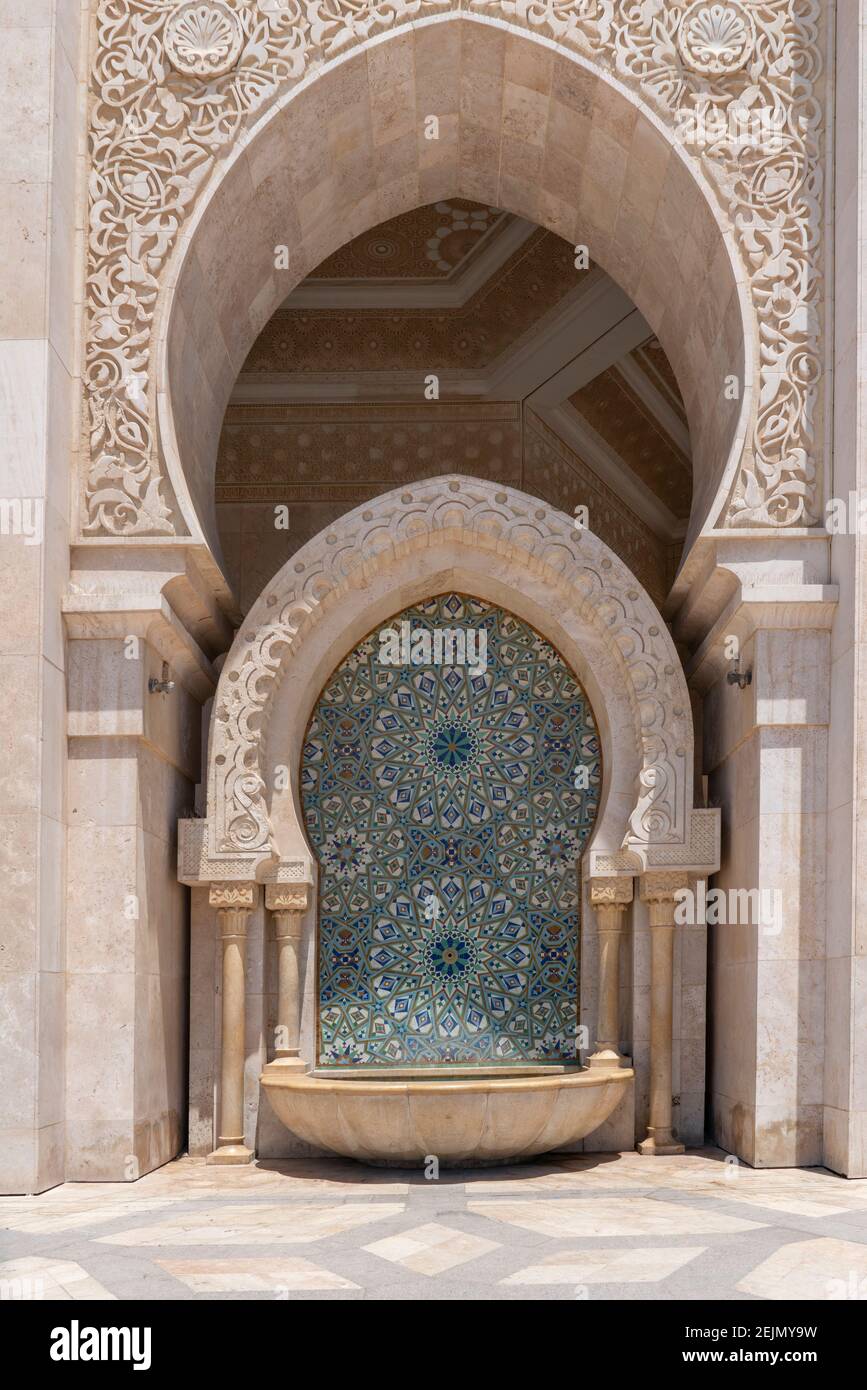 an ablution fountain at hassan ii mosque in casablanca Stock Photo - Alamy