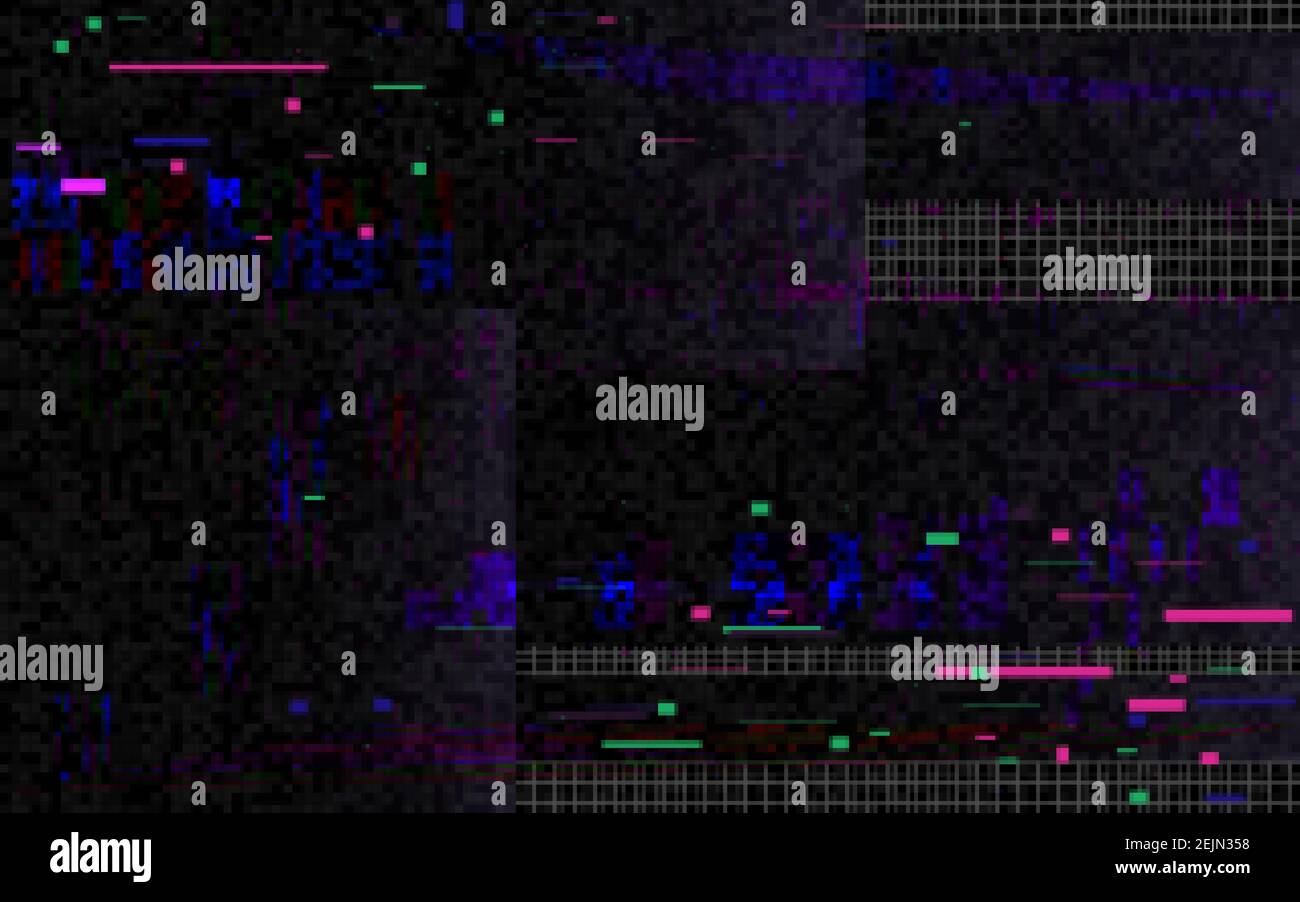 Glitch pixel distortion. Digital video with color noise. Futuristic ...