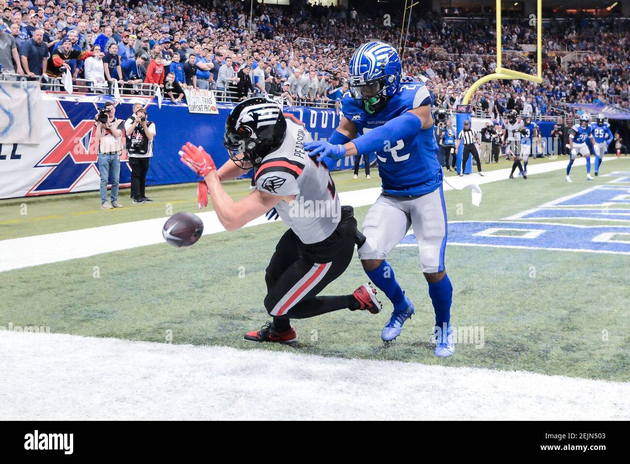 Feb 23, 2020: NY Guardians wide receiver Colby Pearson (3) canâ€™t haul ...