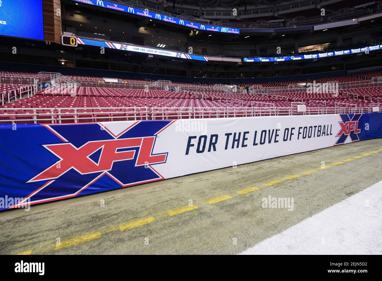 Feb 23, 2020: A banner for the XFL aligns the stadium wall during ...