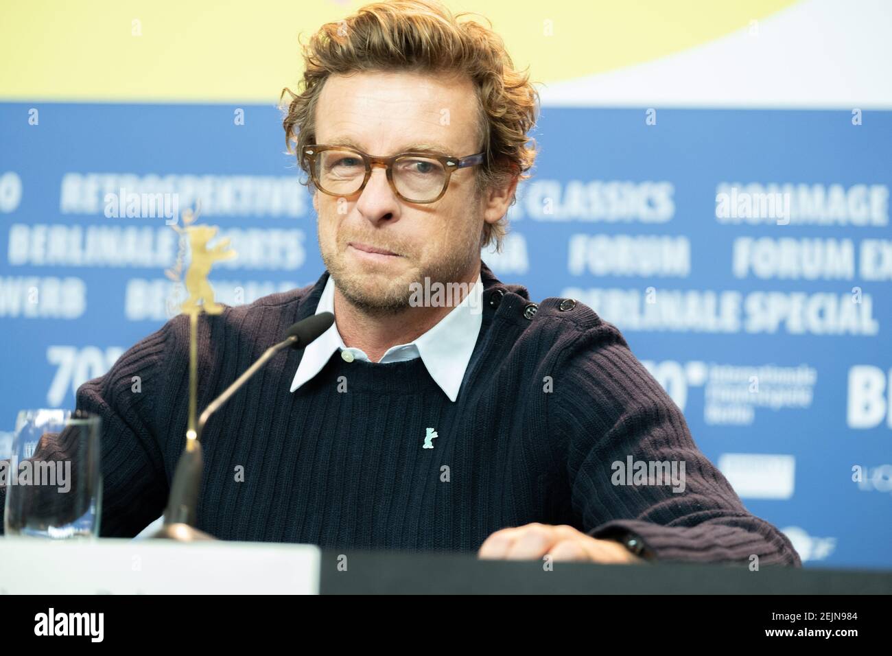 Simon Baker at the Press Conference of "High Ground" at 70th Berlinale ...
