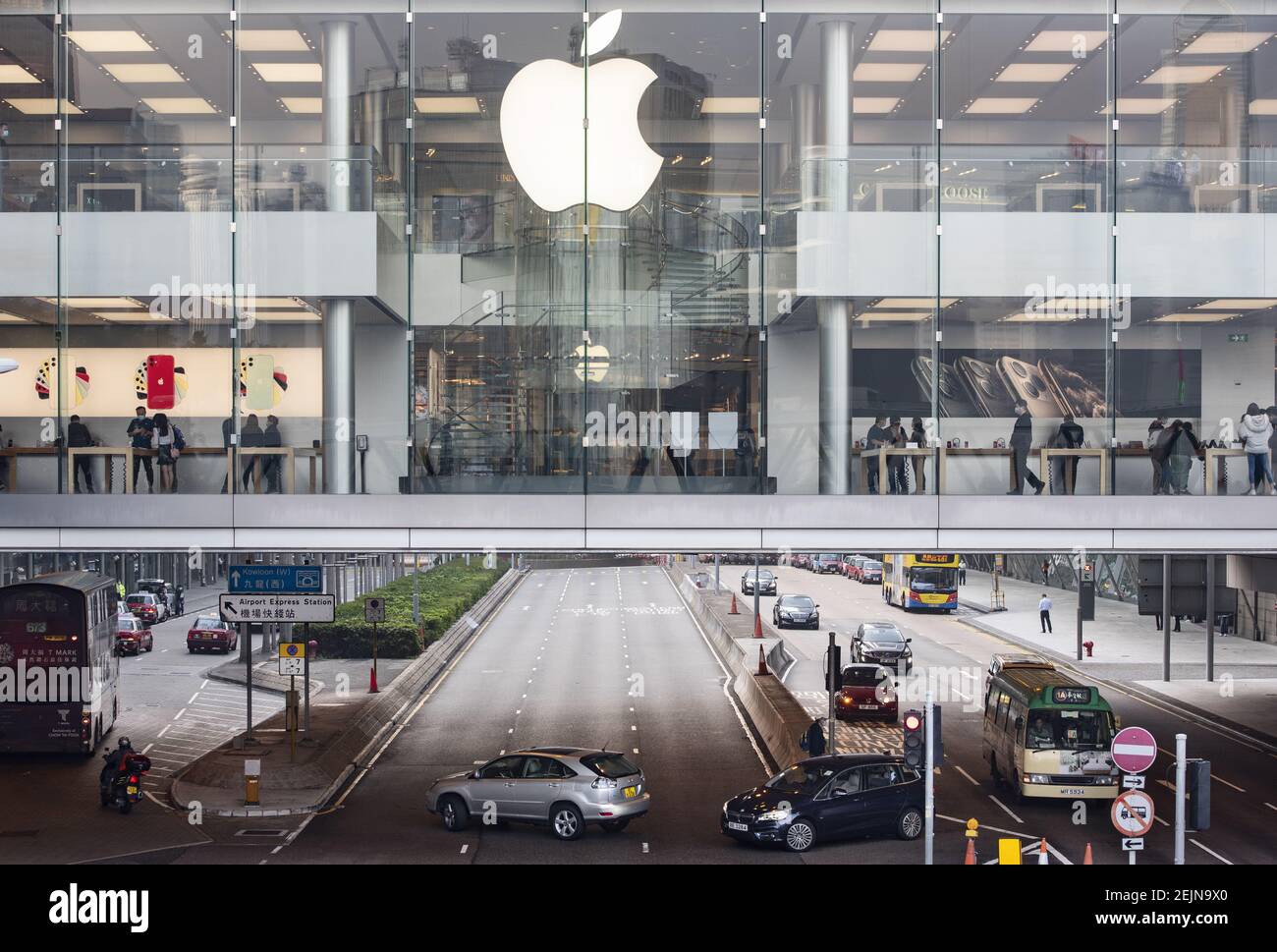 American multinational technology company Apple store and logo seen in ...