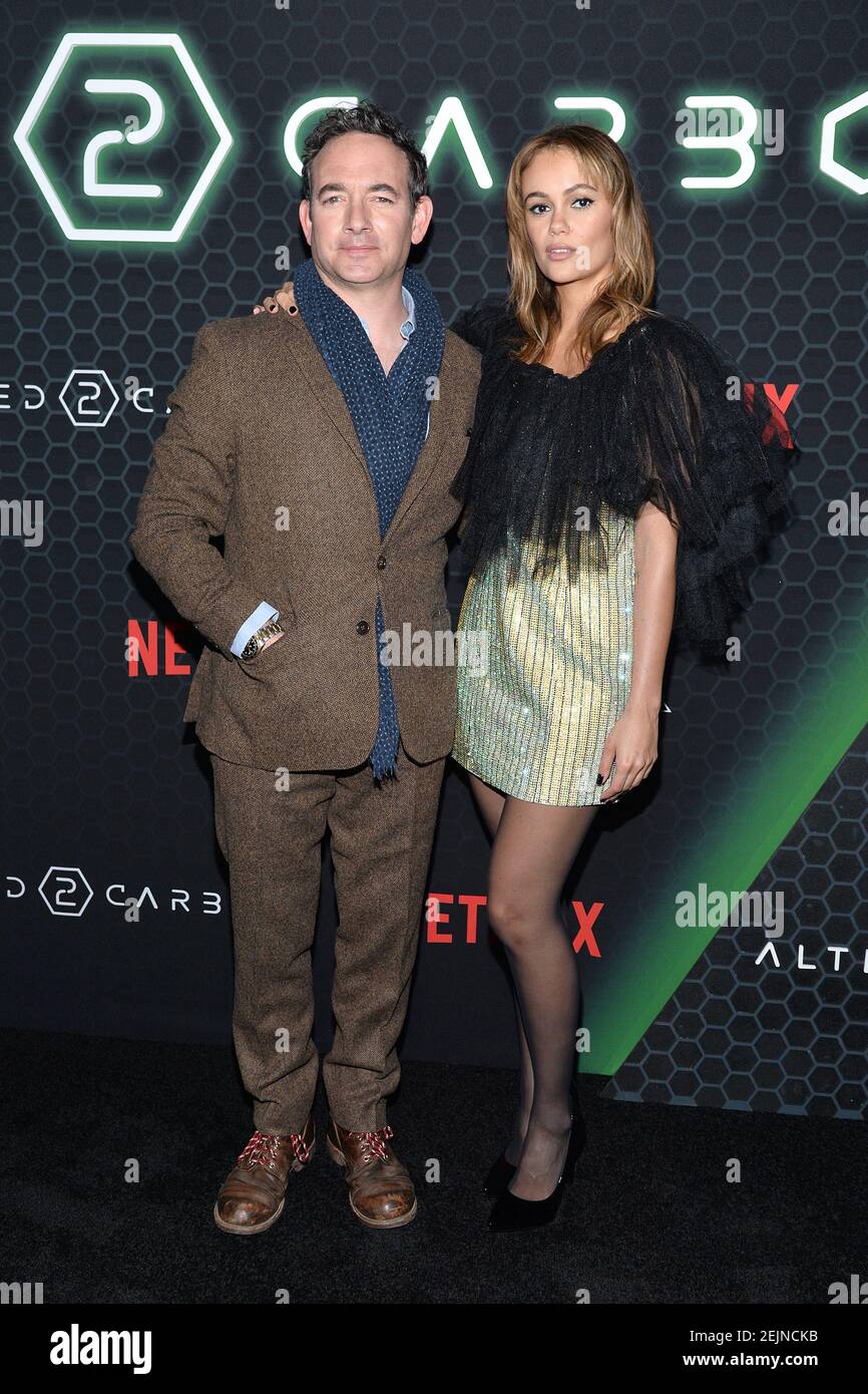 (L-R) Chris Conner and Dina Shihabi attend Netflix's "Altered Carbon ...