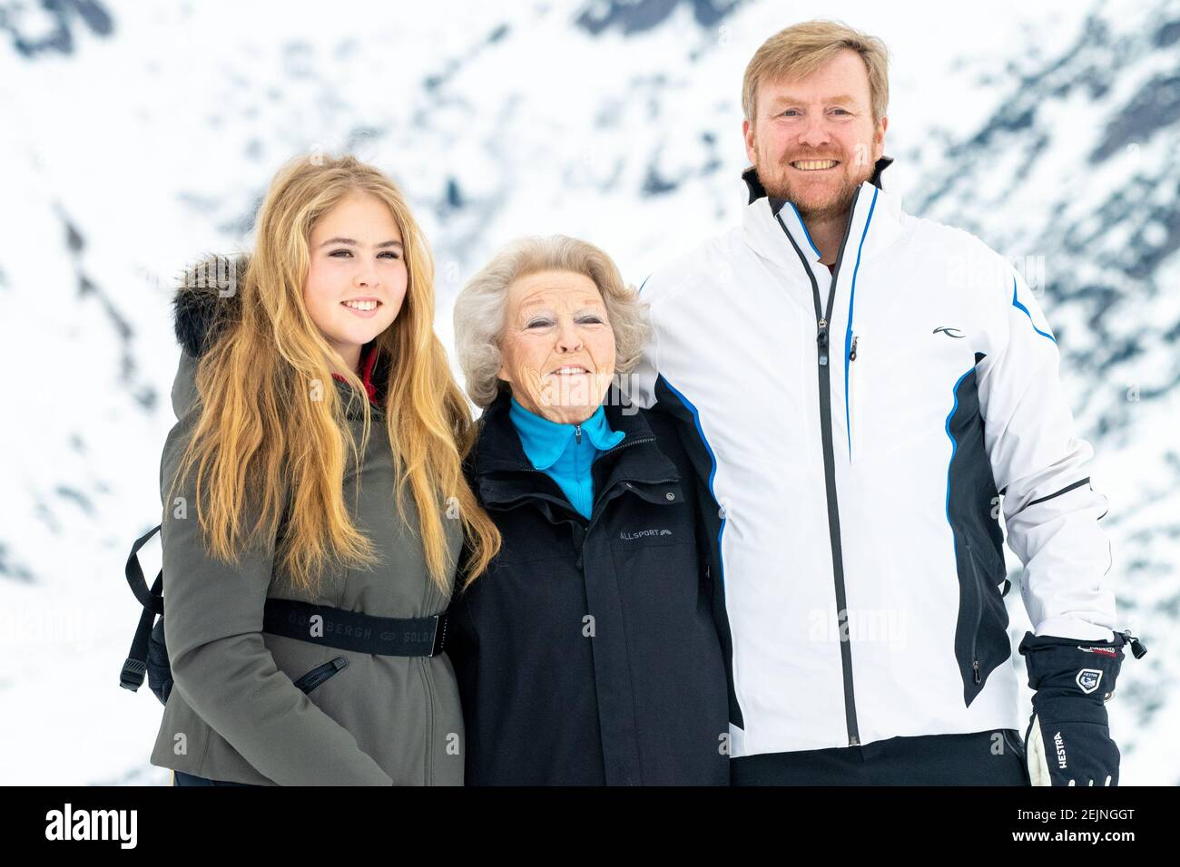 King Willem-Alexander with Princess Amalia and Princess Beatrix during ...