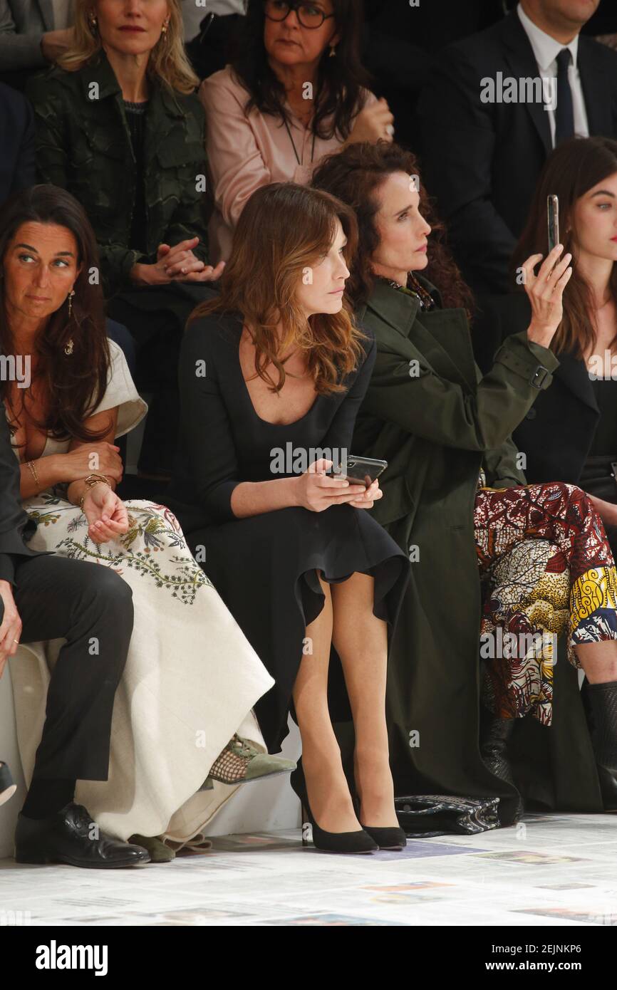 Carla Bruni and Andie McDowell share the frontrow at the Dior fashion ...