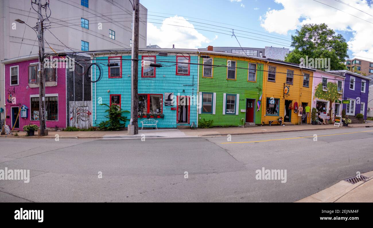 Colourful attached Houses Street in urban halifax Downtown from fish ...