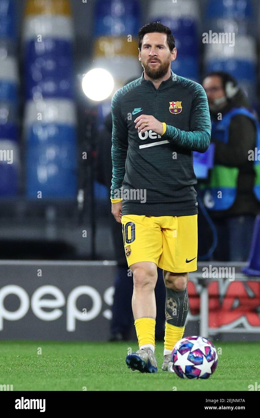 Lionel Messi of Barcelona during the warm up Napoli 25-02-2020 Stadio ...