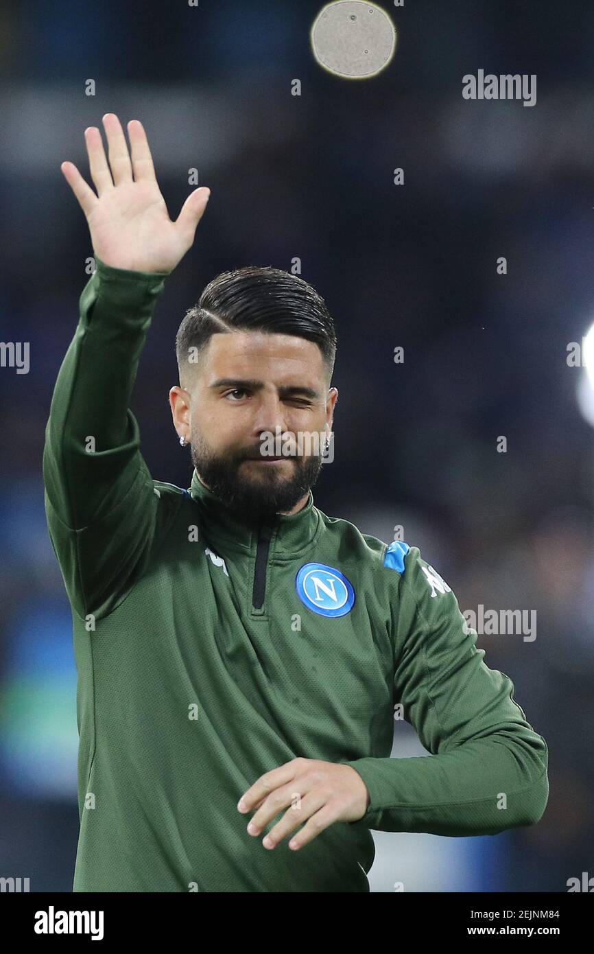 Lorenzo Insigne of Napoli greets during the warm up Napoli 25-02-2020 ...