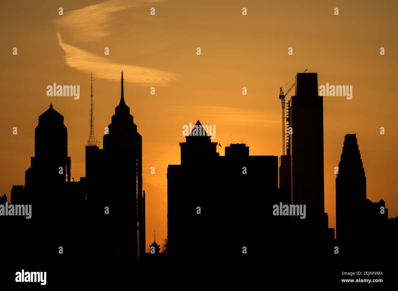 Beautiful shot of the Philadelphia skyline during sunset in ...