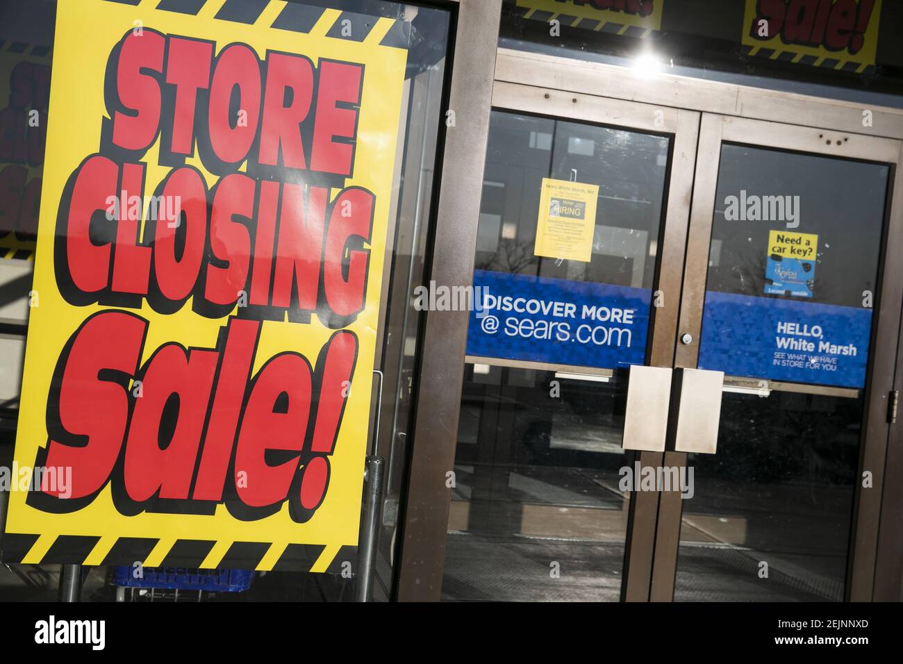 'Store Closing' signage outside of a Sears retail store location in ...