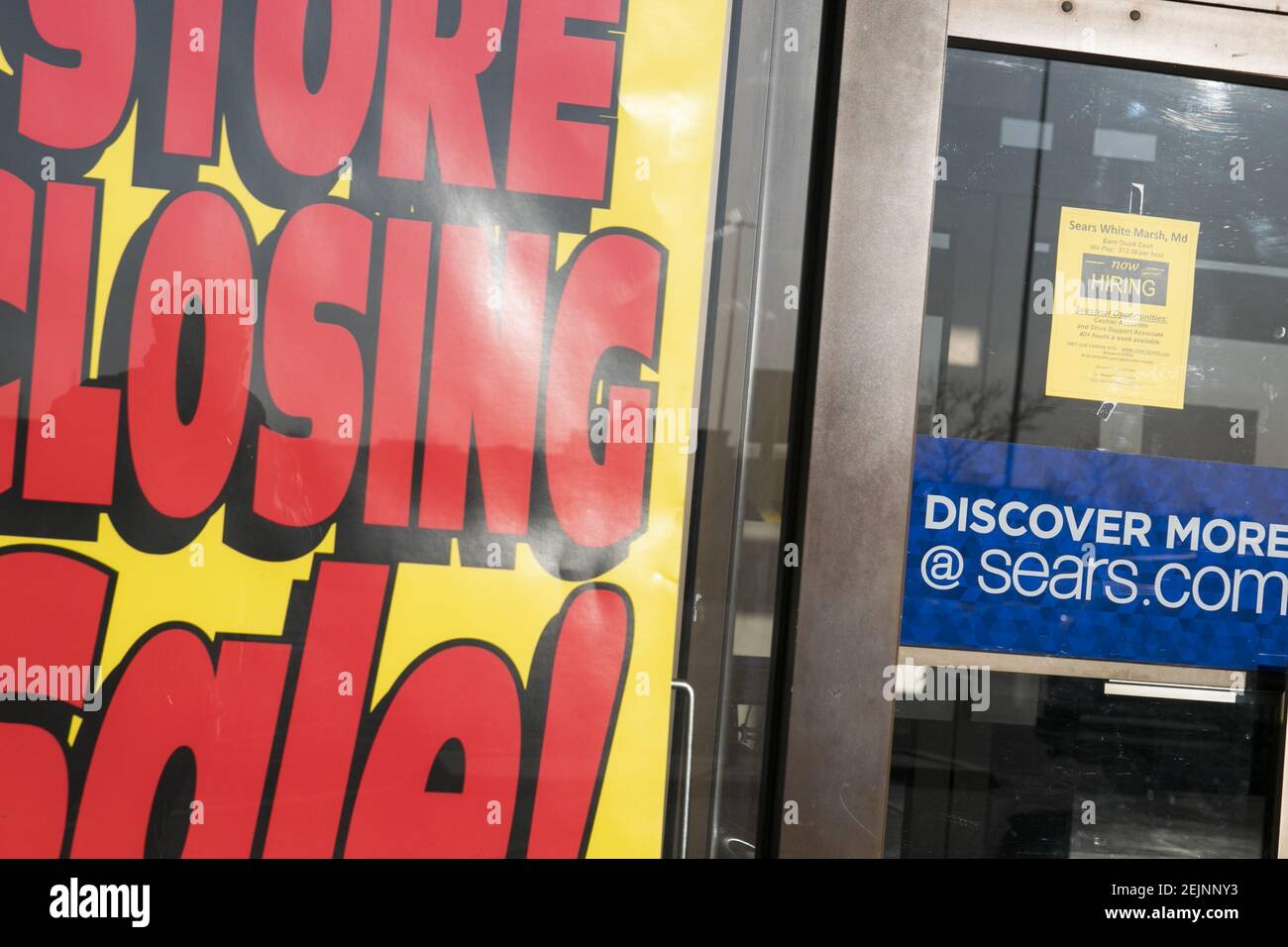 'Store Closing' signage outside of a Sears retail store location in ...