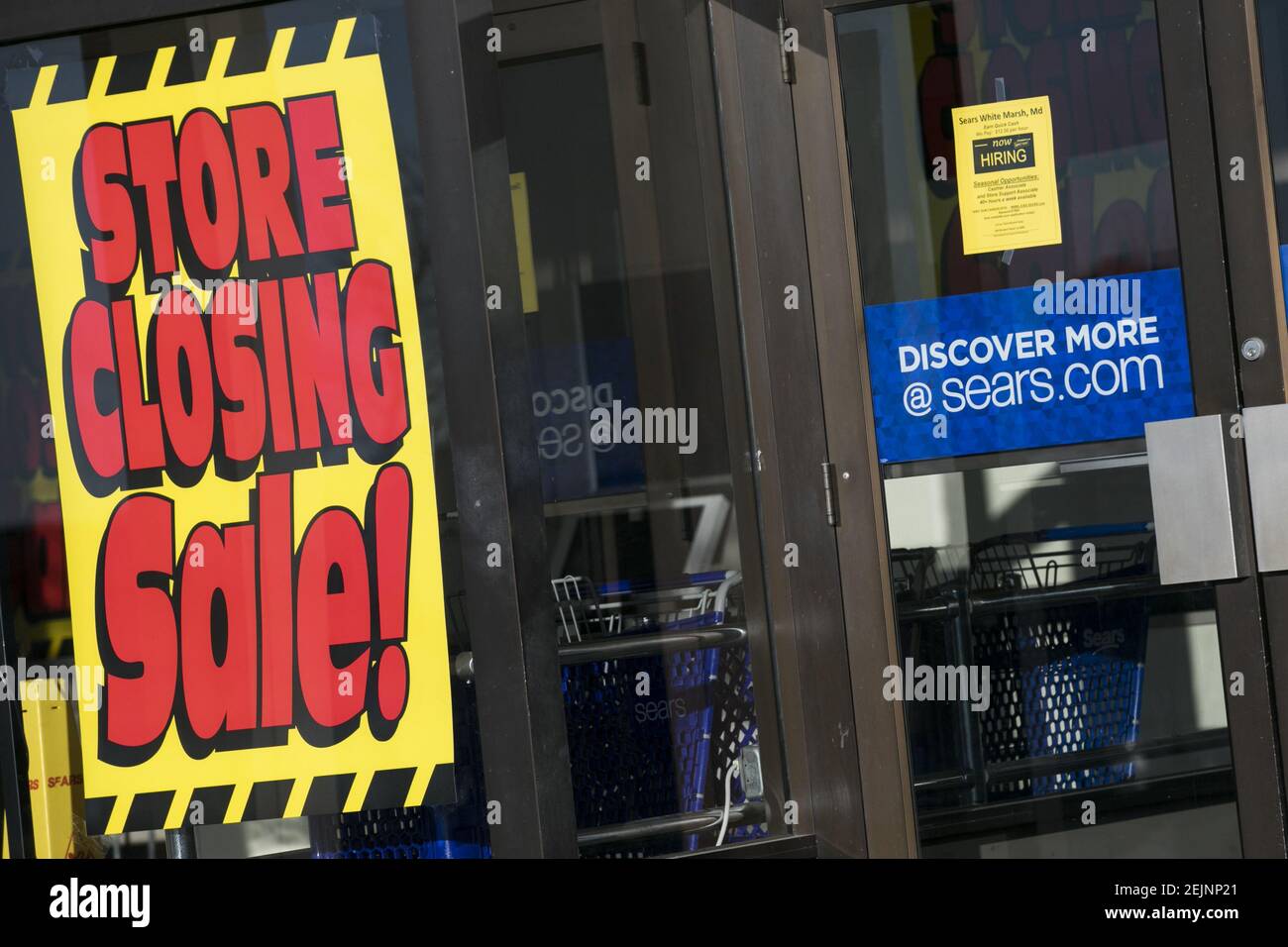 'Store Closing' signage outside of a Sears retail store location in ...