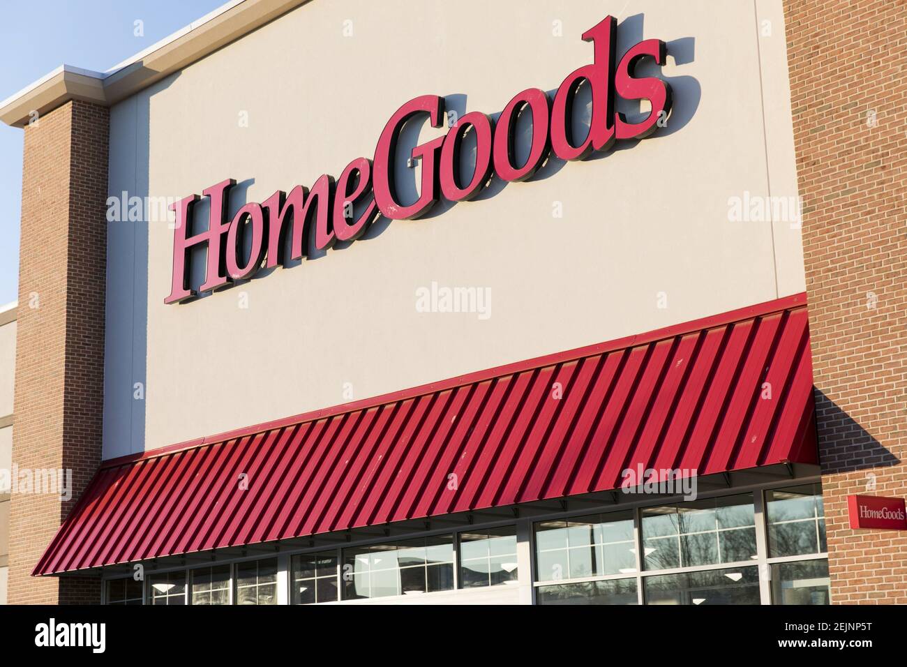 A logo sign outside of a HomeGoods retail store location in Owings ...