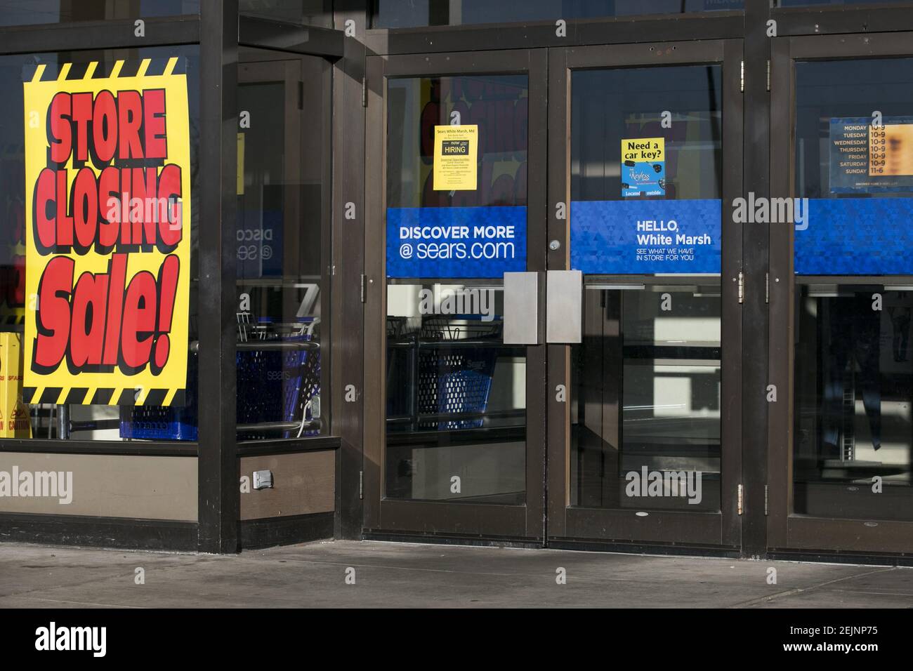 'Store Closing' signage outside of a Sears retail store location in ...