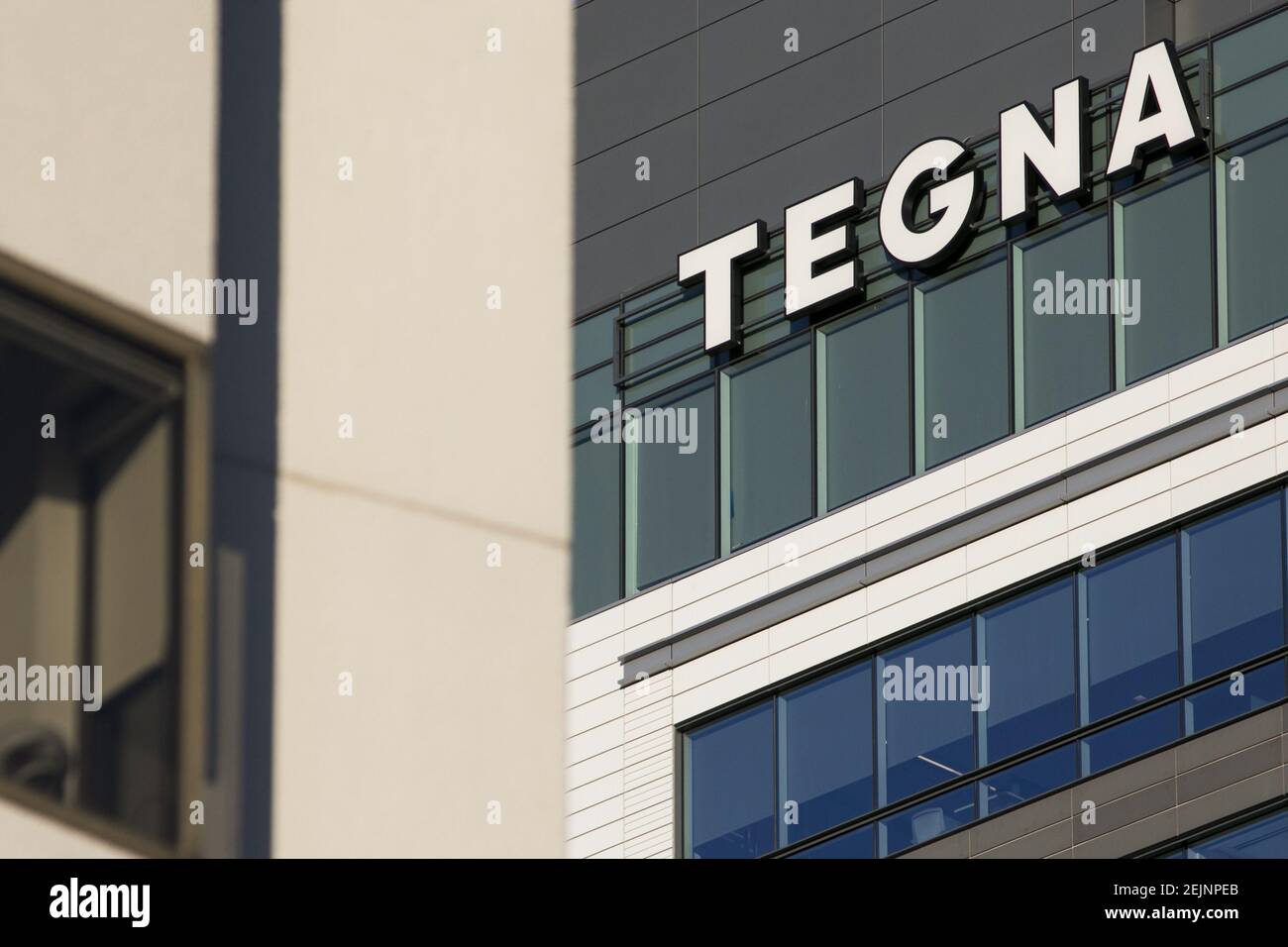 A logo sign outside of the headquarters of Tegna in McLean, Virginia ...