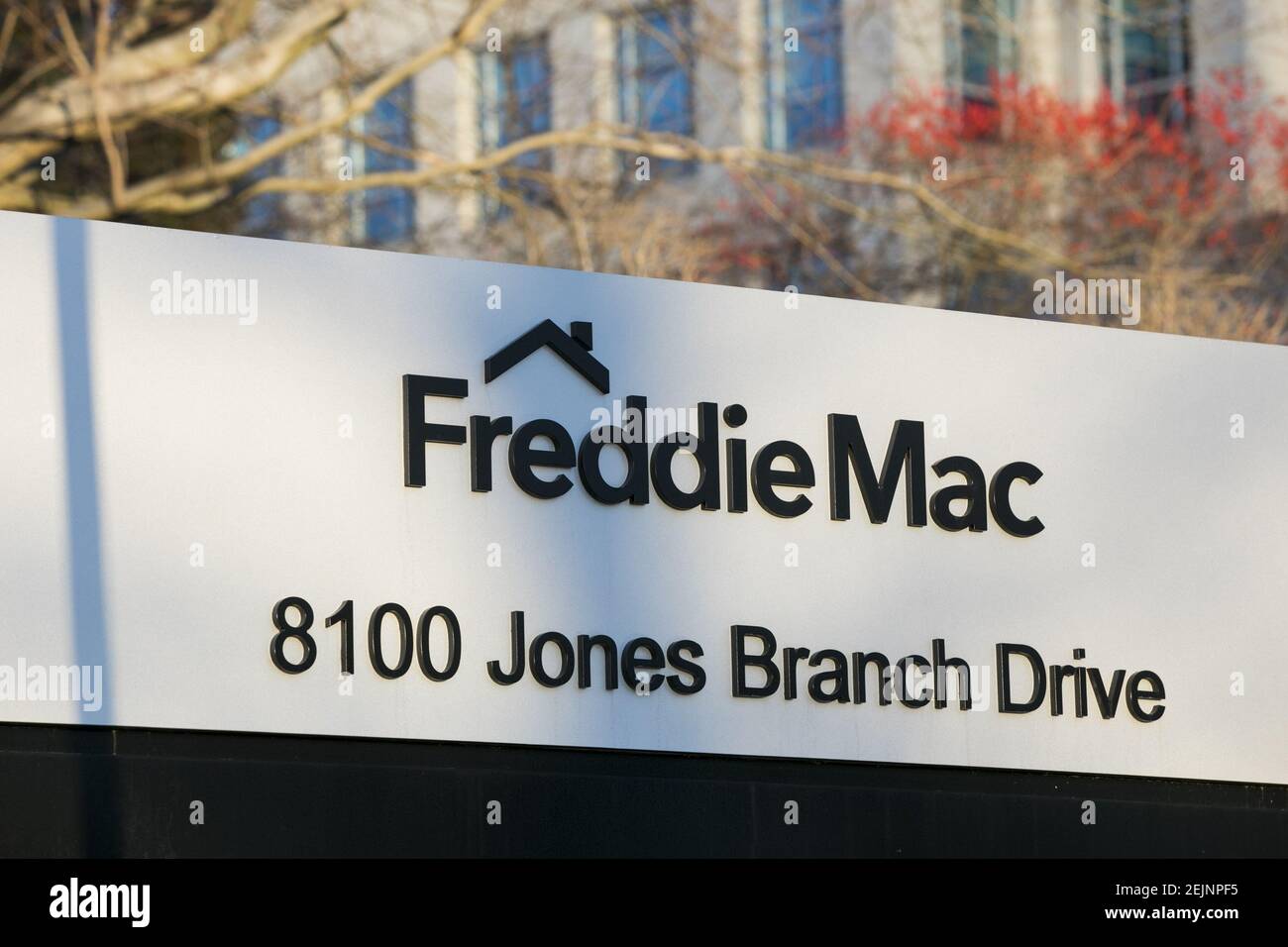 A logo sign outside of the headquarters of The Federal Home Loan ...