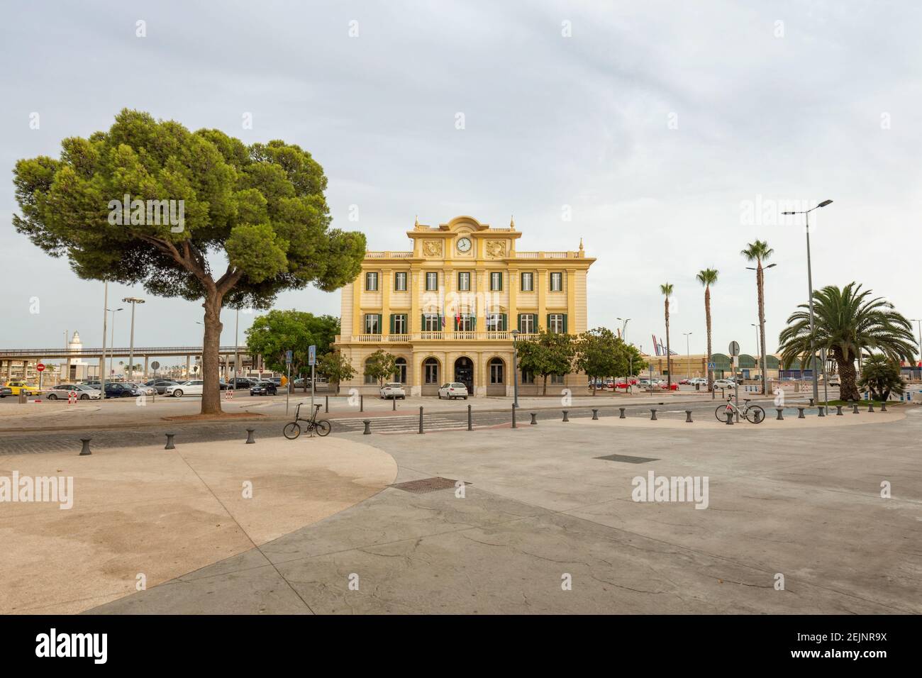 Malaga Port Authority building in port of Malaga, Spain Stock Photo - Alamy