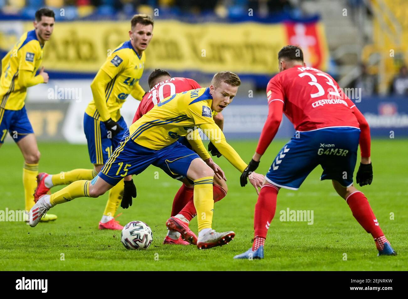 Michael Kopczynski of Arka seen in action during the Polish Ekstraklasa ...
