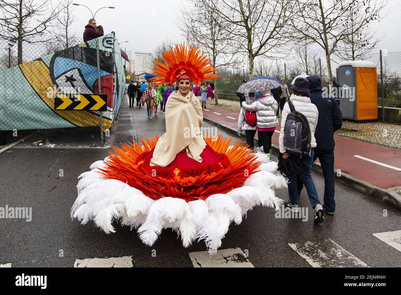 A dancer performs during the carnival. Carnival parade in Ovar is one ...