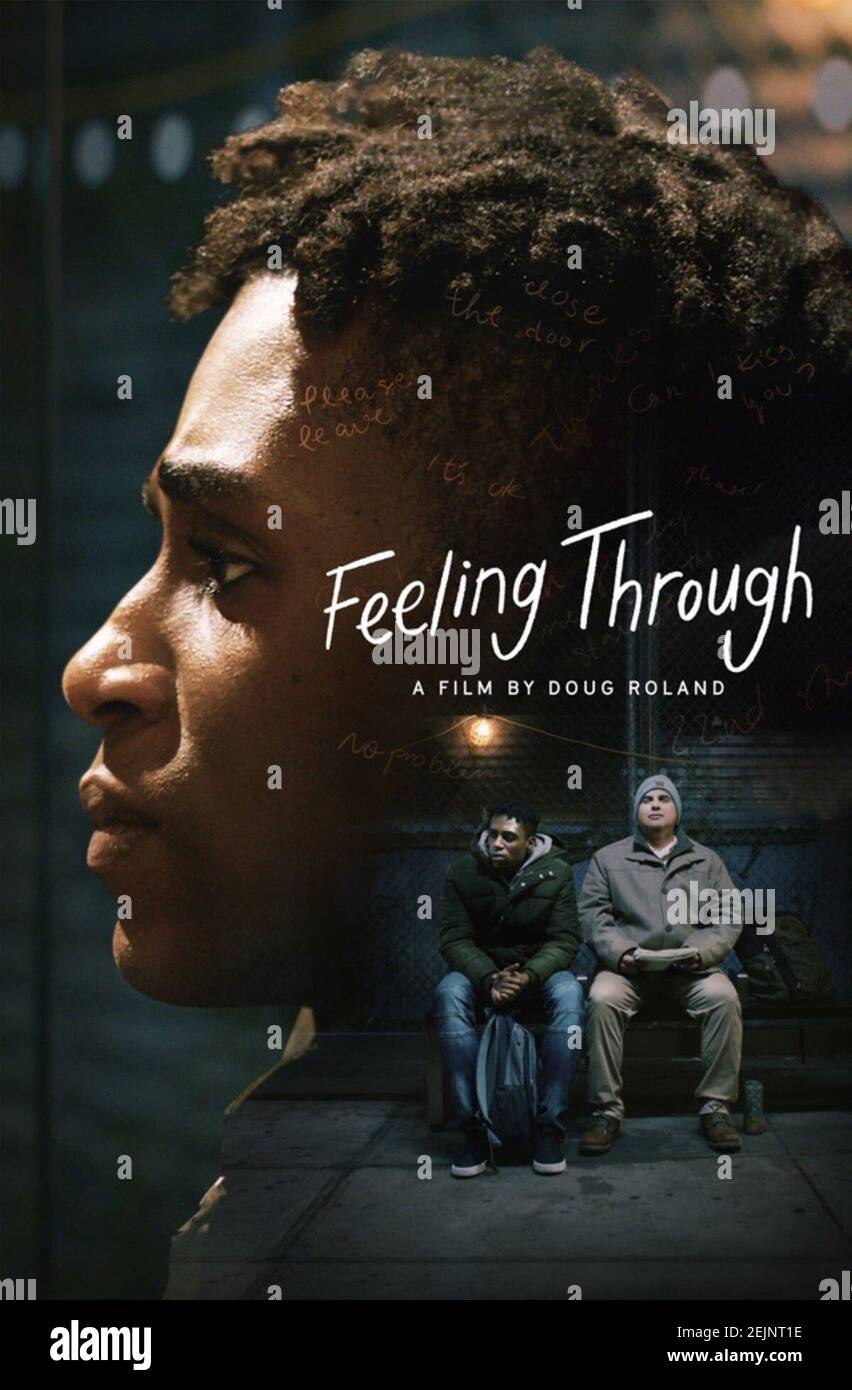 FEELING THROUGH, poster, Steven Prescod (large face and sitting, left ...