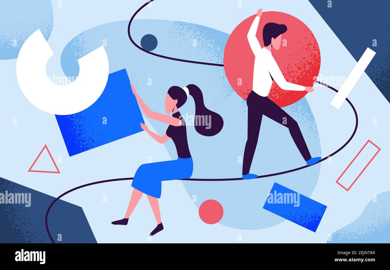 People teamwork organization vector illustration. Cartoon man woman ...