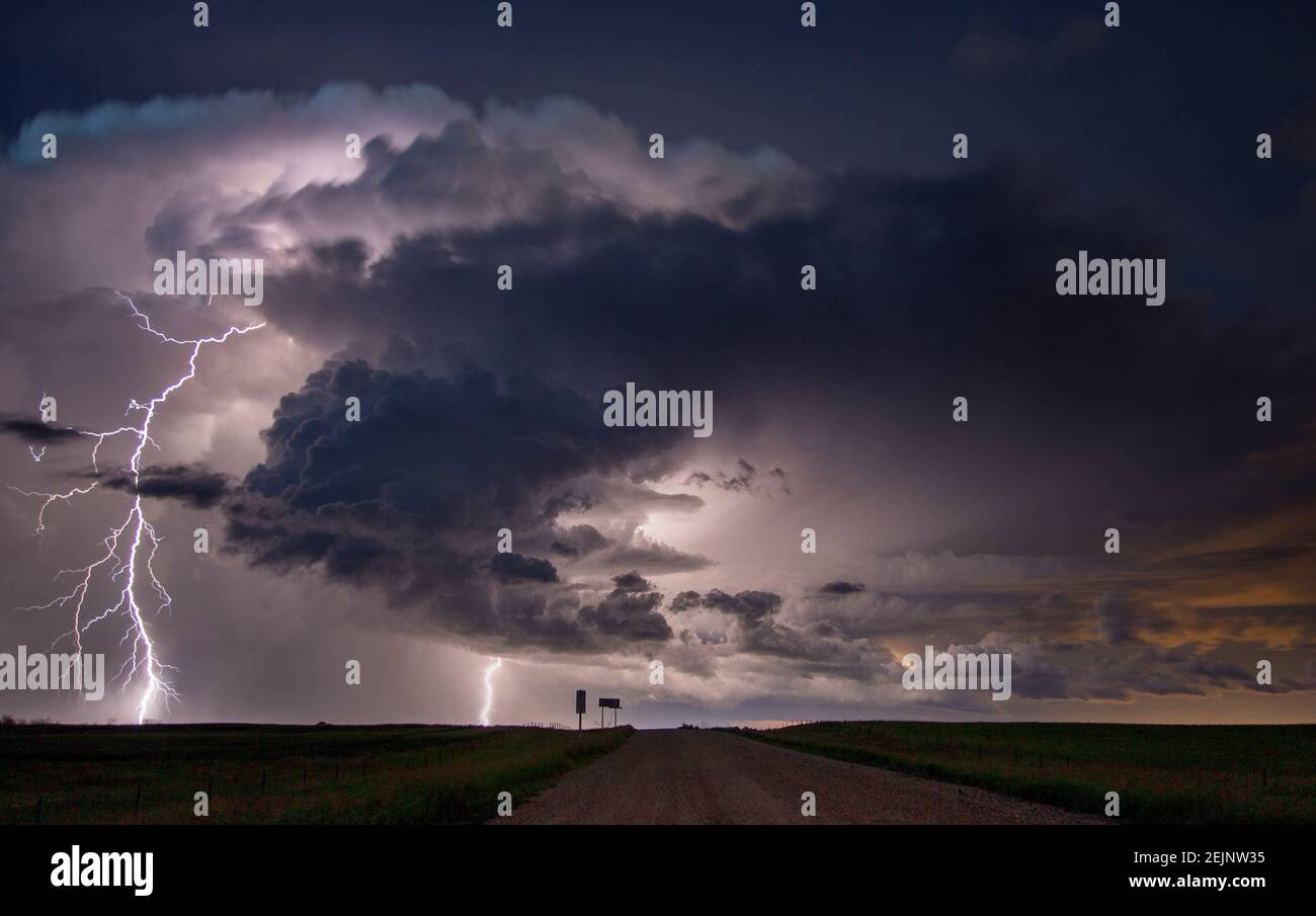 Prairie Storm Clouds in Saskatchewan Canada dramatic Lightning Stock ...