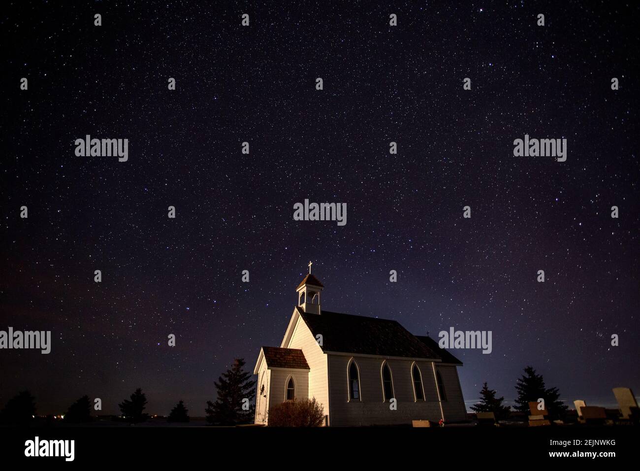 Prairie night Photography in Sasktchewan Country Church Stock Photo - Alamy