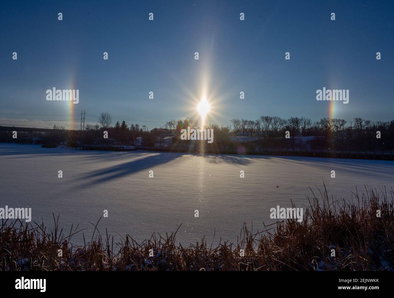 Saskatchewan plains winter extreme cold sun dogs Stock Photo - Alamy