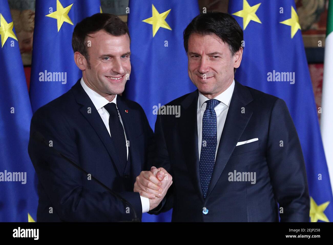 Emmanuel Macron French President and Antonio Conte italian Prime Minister Napoli 27-02-2020 ...