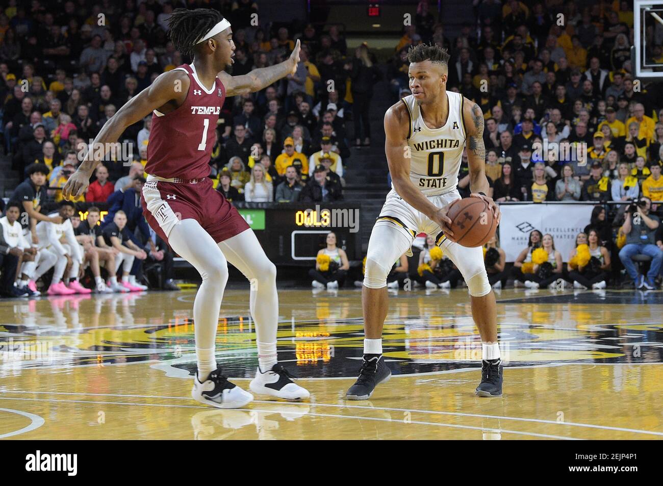 February 27, 2020: Wichita State Shockers guard Dexter Dennis (0) looks ...