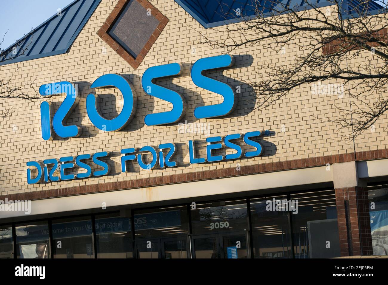 A logo sign outside of a Ross retail store location in Waldorf ...