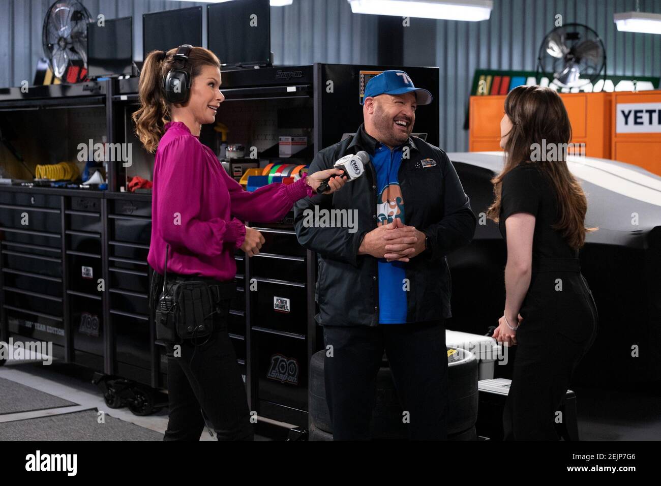 THE CREW, from left: Jamie Little, Kevin James, Jillian Mueller ...