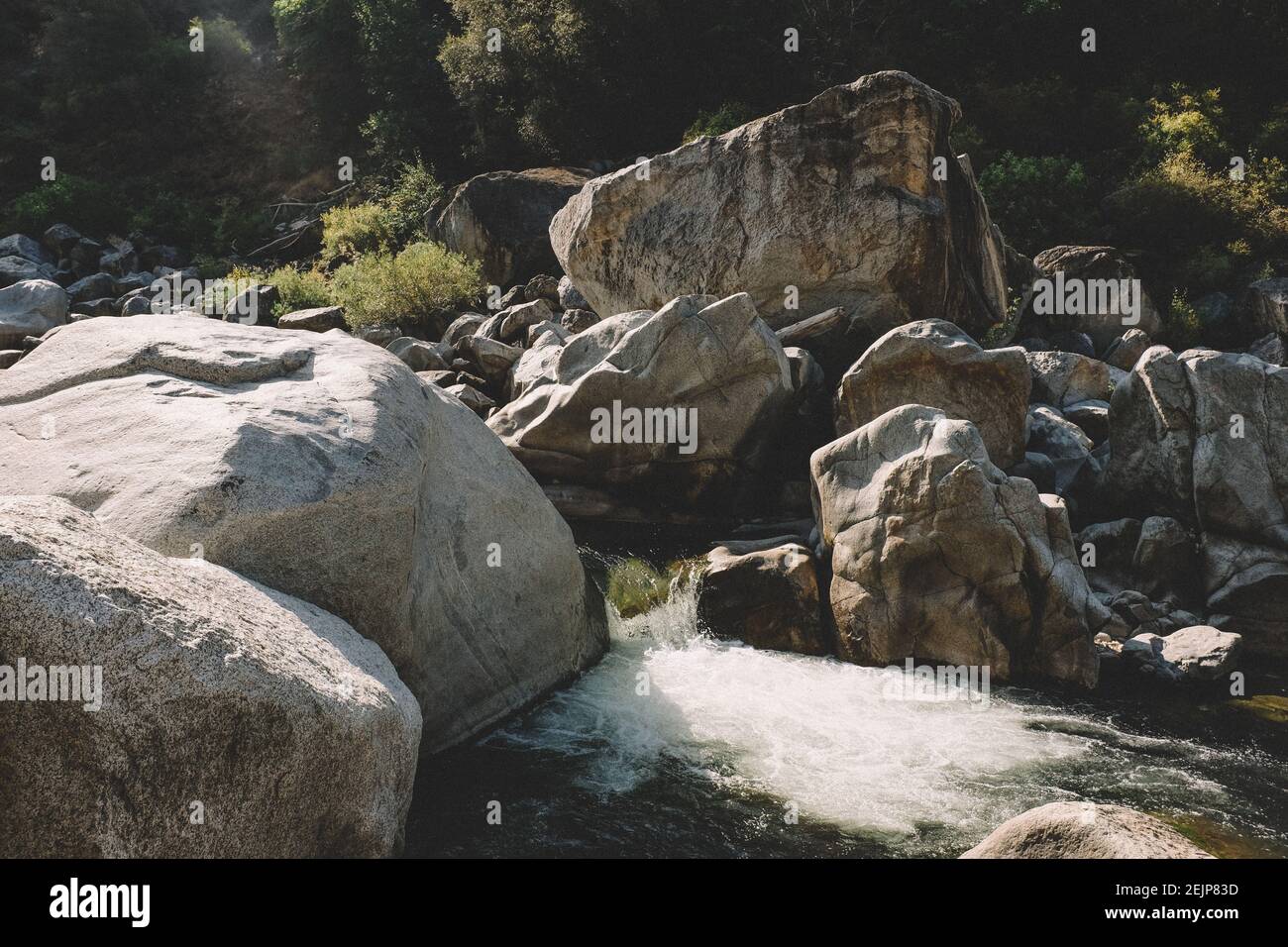 Water Flows around Granite Boulders on the South Yuba River Stock Photo ...