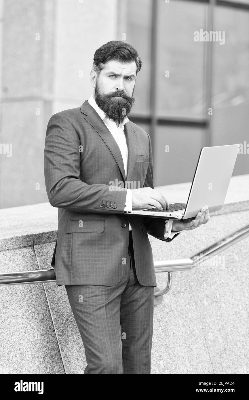 Be Exclusive. handsome guy wear expensive office jacket. agile business ...