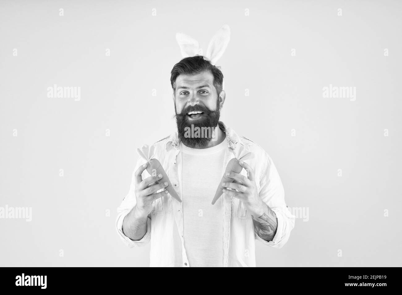 Bearded happy man eating Black and White Stock Photos & Images - Alamy