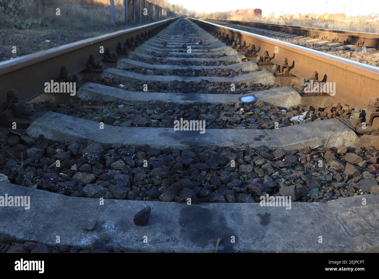 summer walk on abandoned railway tracks, old rusty tracks Stock Photo ...